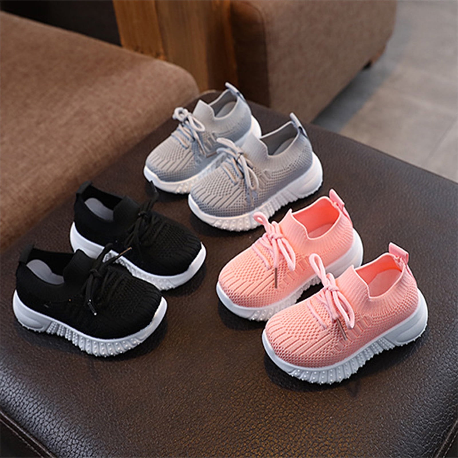 Baby Boy Girl Laces Shoes Breathable Mesh Walking Shoes Lightweight Non ...