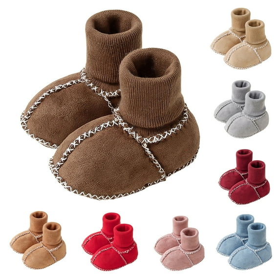 Baby Boy Girl Non-Skid Indoor Infant Faux Wool Walking Shoes Breathable ...