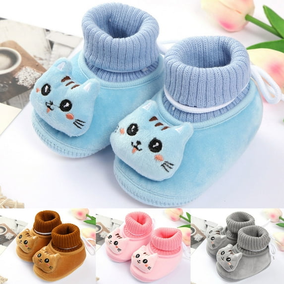 Baby Boy Girl Non-Skid Indoor Kitten Walking Shoes Breathable Warm ...