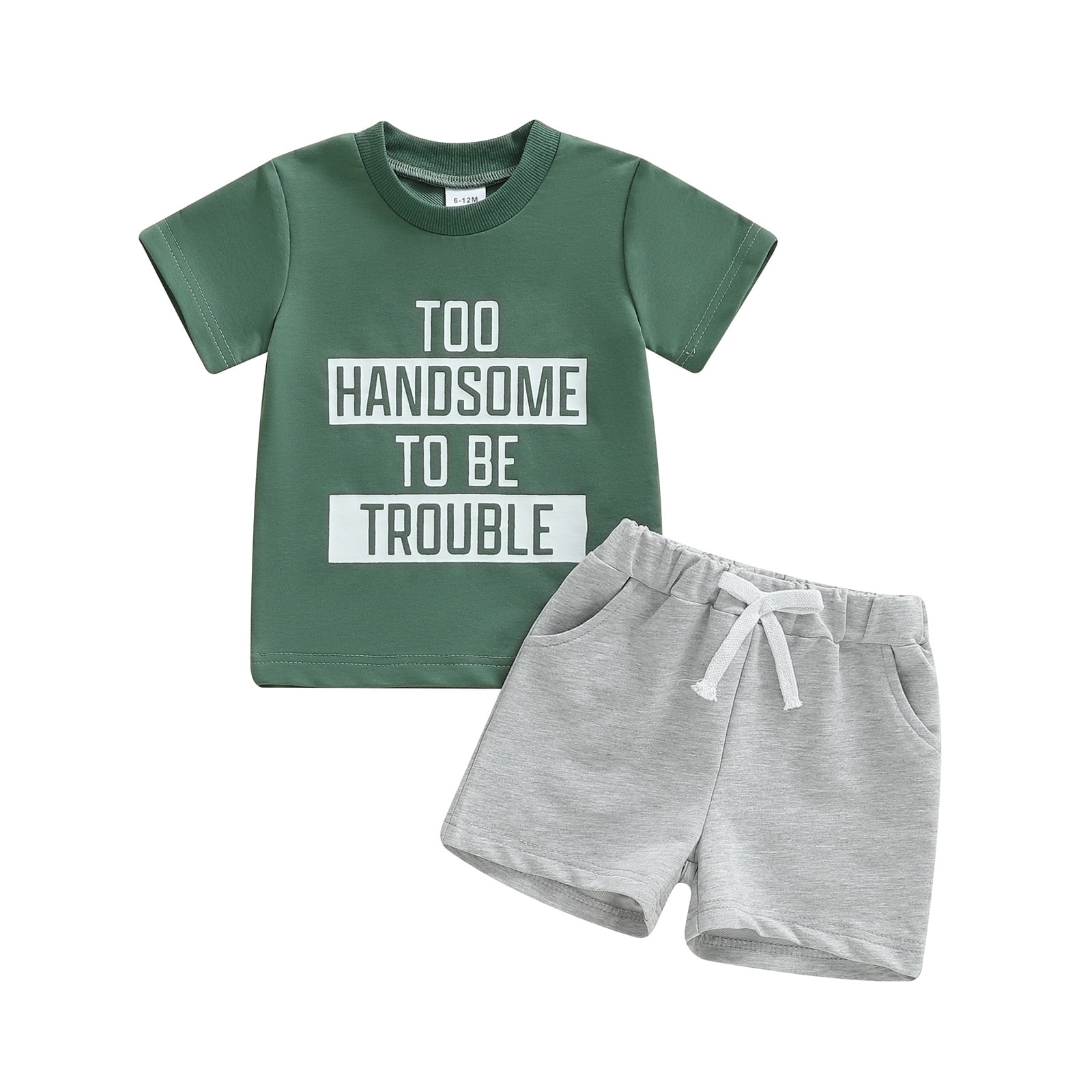 Baby Boy Girl Outfits Toddler Short Sleeve T Shirt Shorts Set 3 6 12 18 ...
