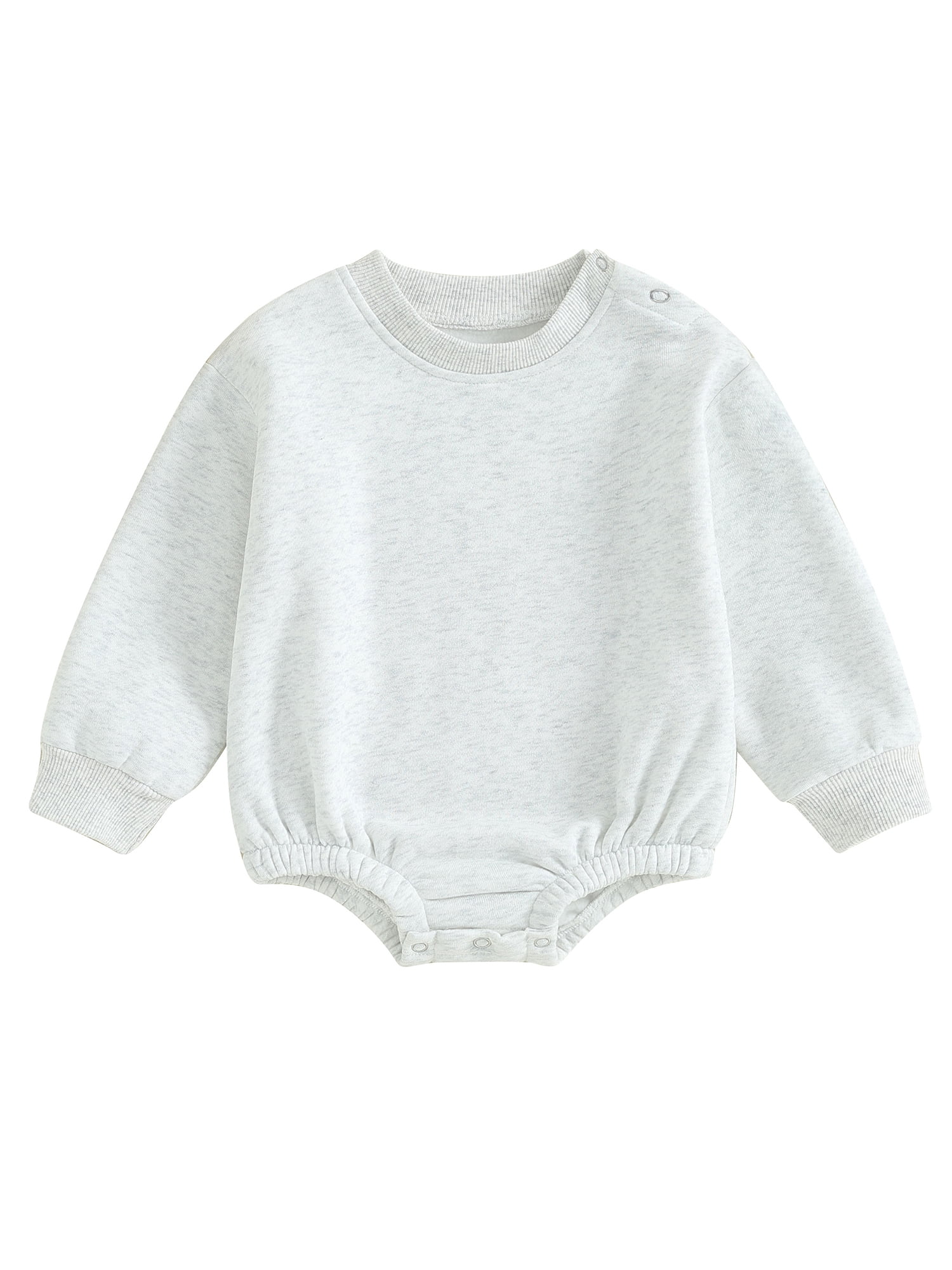 Baby Boy Girl Romper Fleece Crewneck Sweatshirt Romper Solid Long Sleeve Bubble Pullover ...