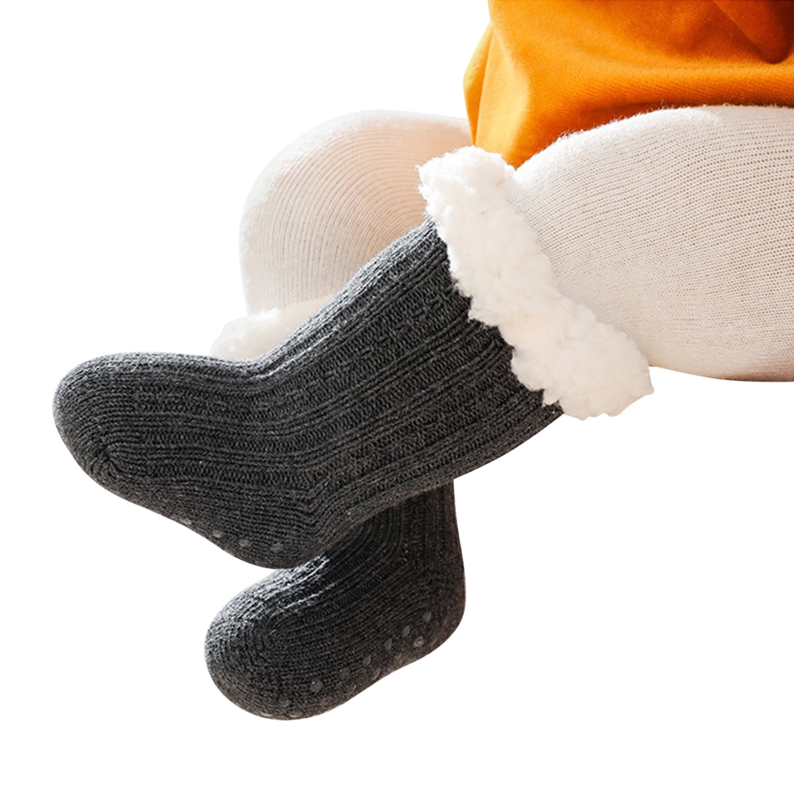 Baby Boy Girl Solid Ankle Crew Socks With Grips Toddler Kids Unisex ...