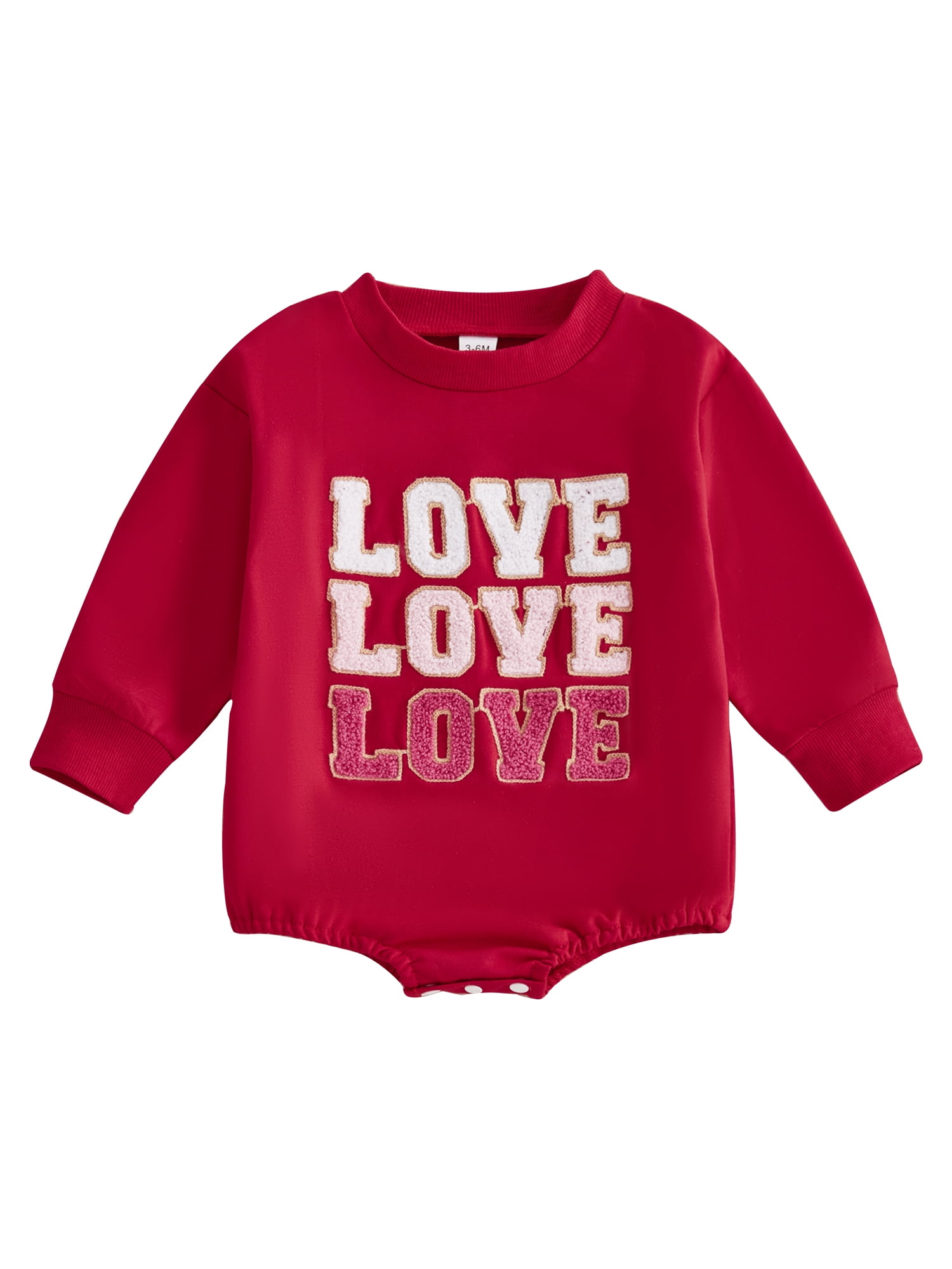 Baby Boy Girl Sweatshirt Romper Letter Embroidered Long Sleeve Round Neck Valentine's Day ...