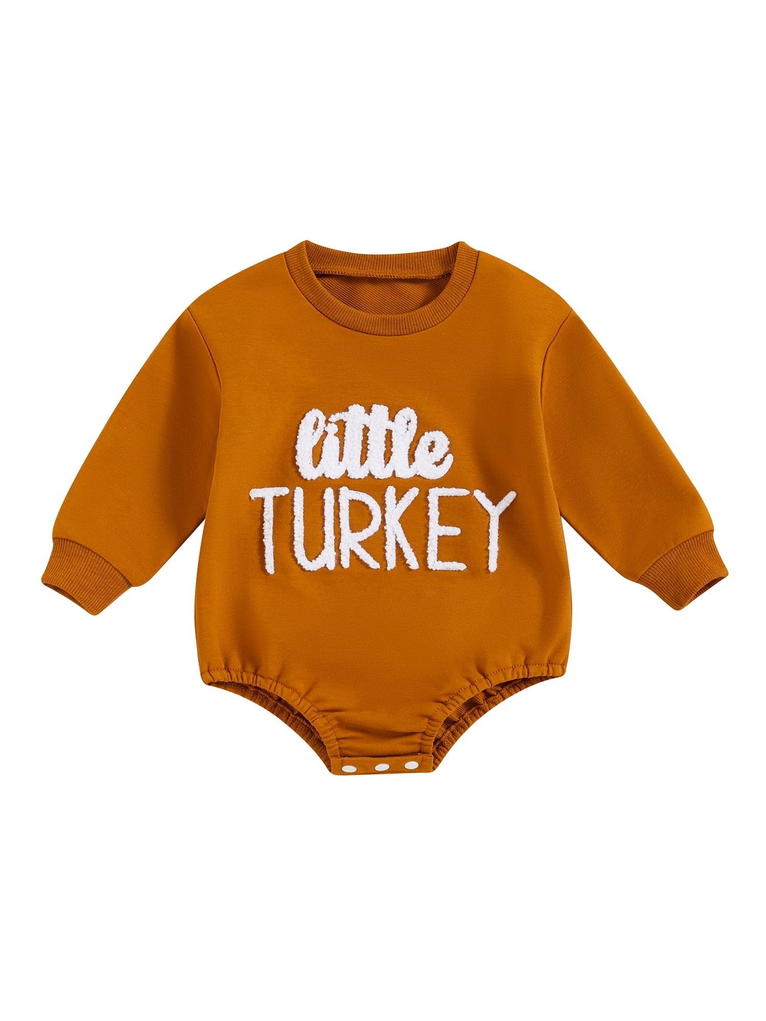 Baby Boy Girl Thanksgiving Outfit Turkey Print Sweatshirt Romper Long Sleeve Oversized Bodysuit ...