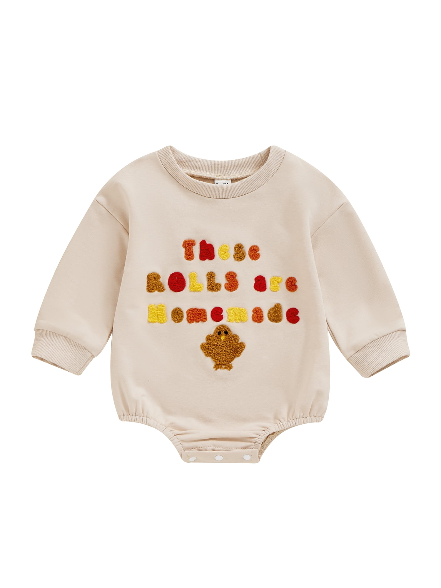 Baby Boy Girl Thanksgiving Outfit Turkey Print Sweatshirt Romper Long Sleeve Oversized Bodysuit ...