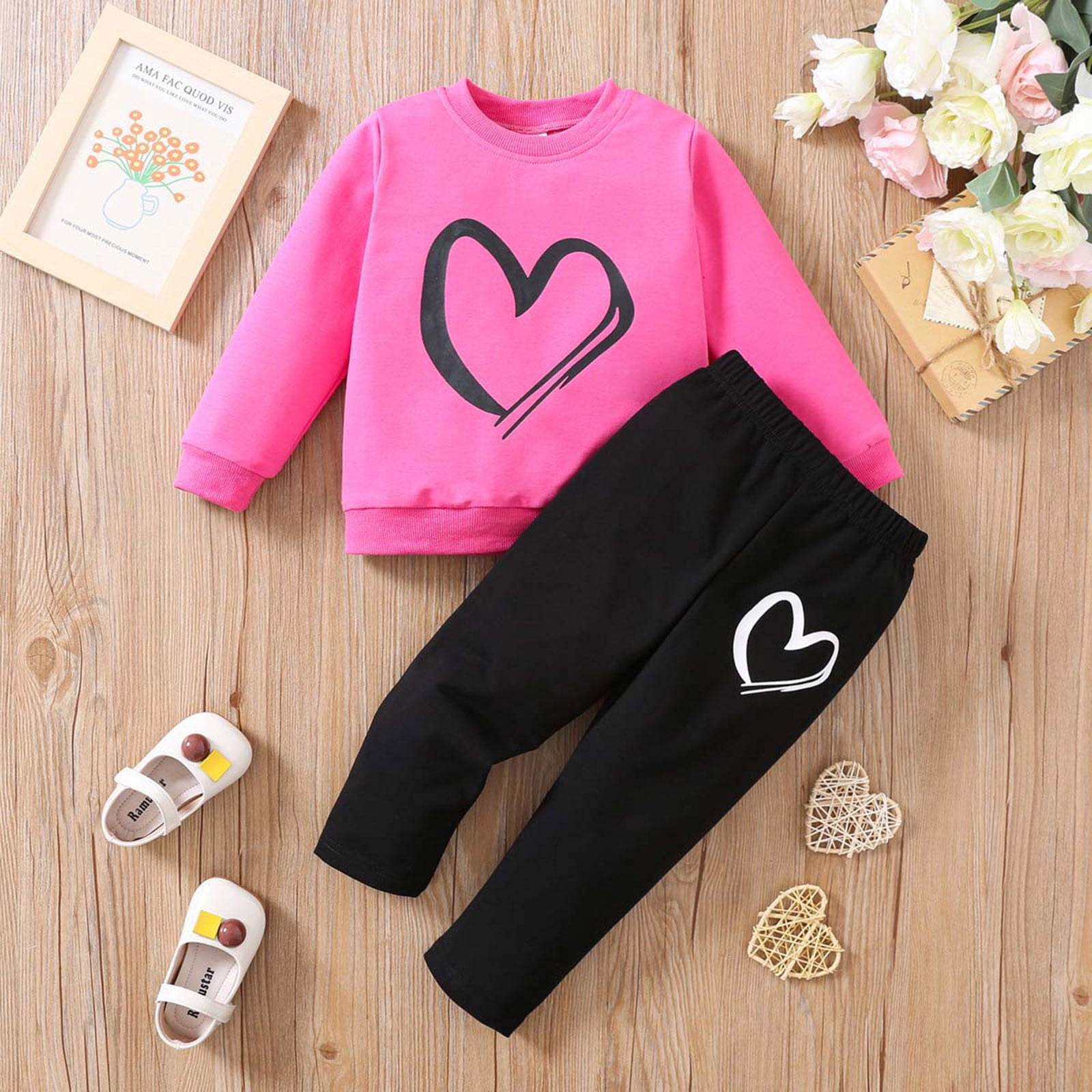 Baby Boy Girl Valentine's Day Outfit Heart Print Shirts Crewneck ...