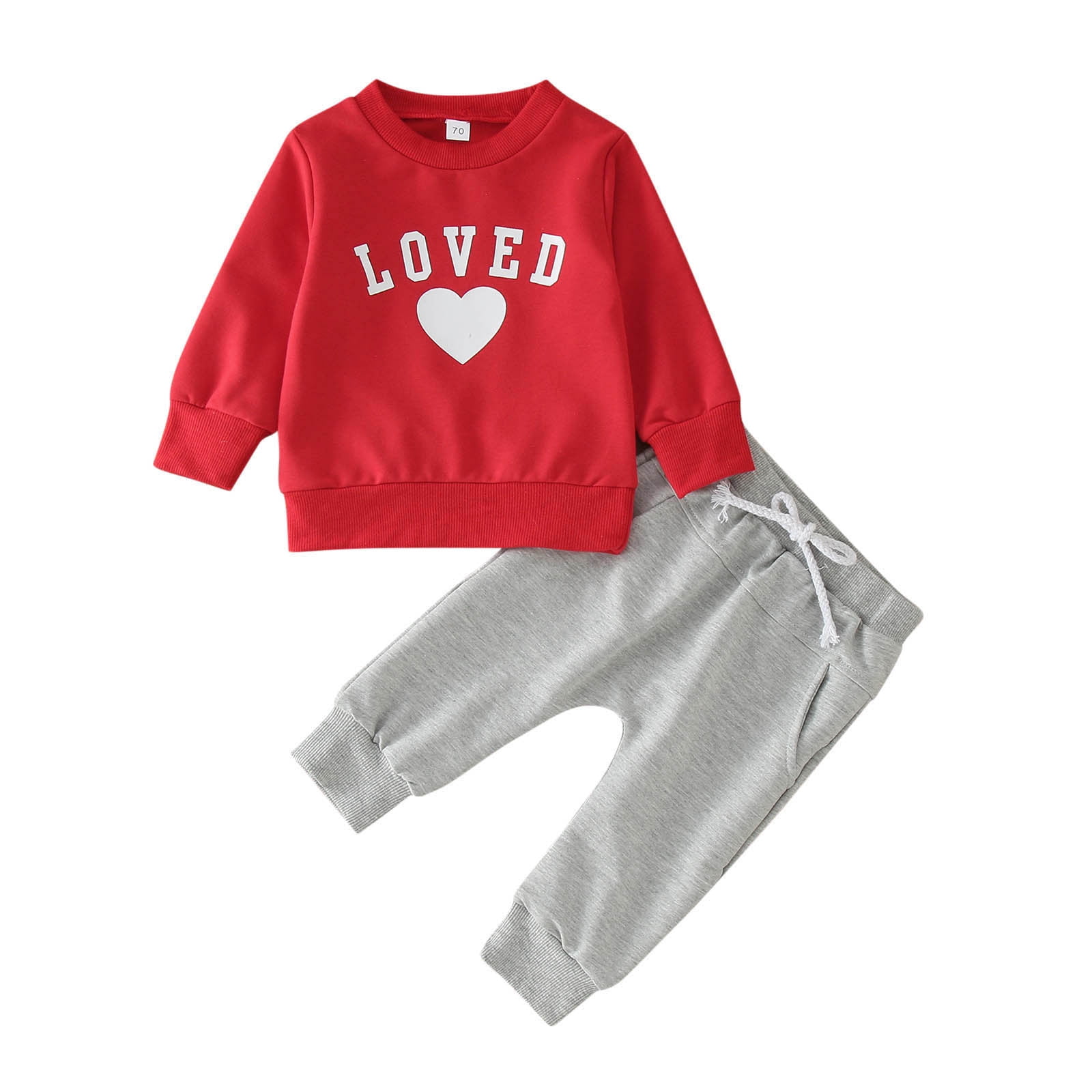 Baby Boy Girl Valentine's Day Outfit Toddler Valentine's Day Boys Winter Long Sleeve Letter ...