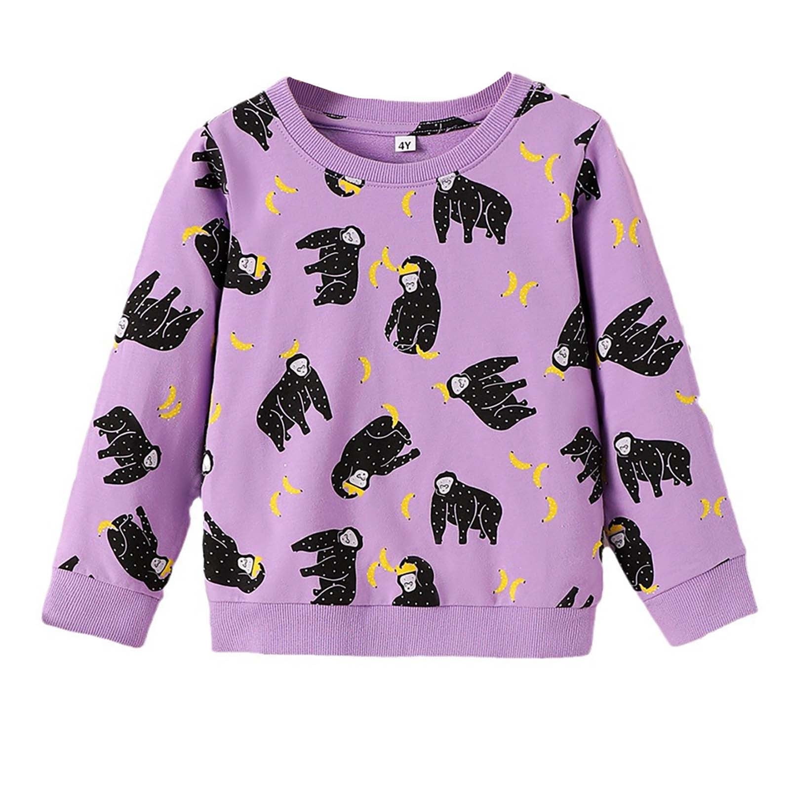 Baby Boy Girls Cotton Sweatshirt Crew Neck Long Sleeve Cute Print ...