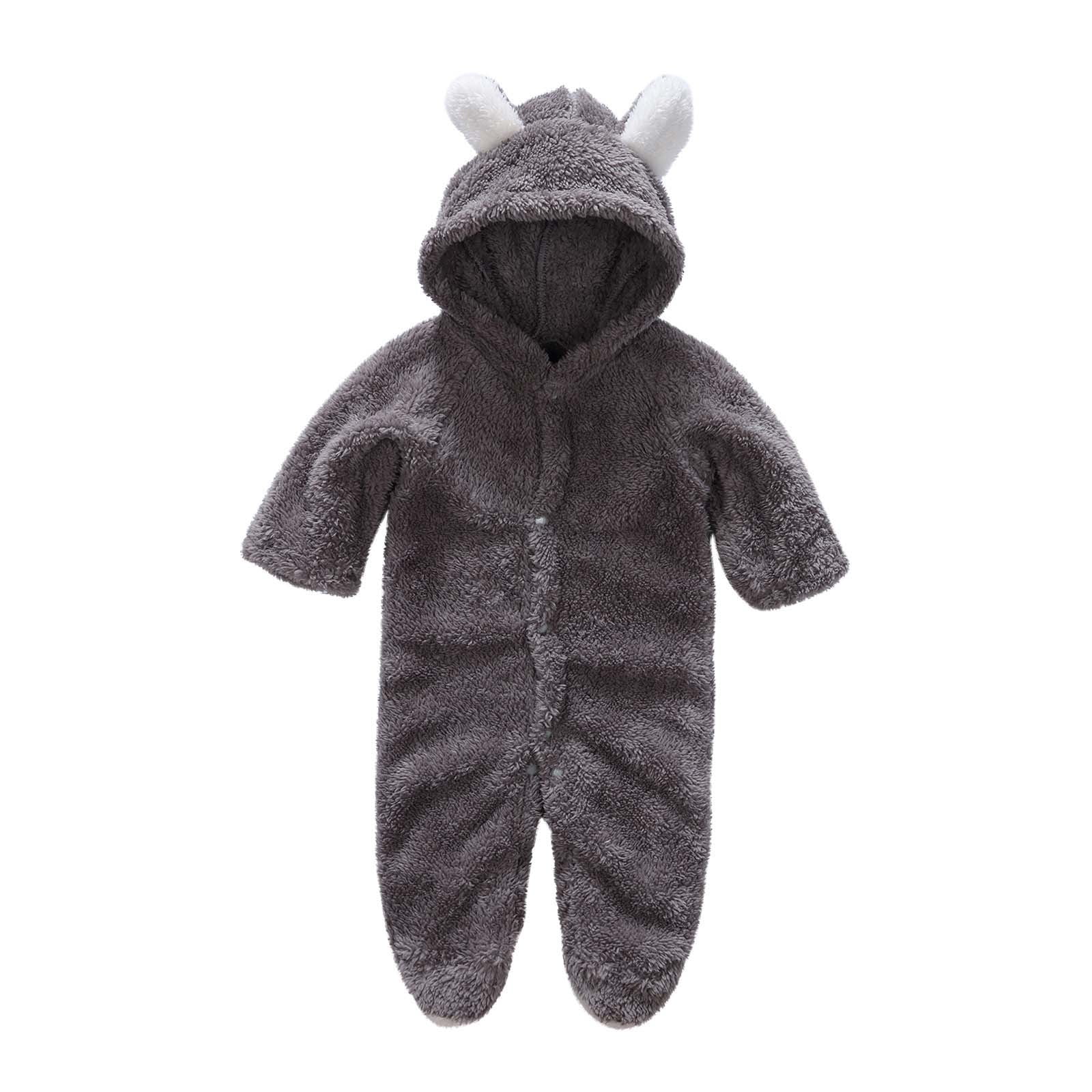 Baby Boy Girls Winter Warm Rompers Christmas Unisex Newborn Fleece Outfits Bodysuits Newborn ...