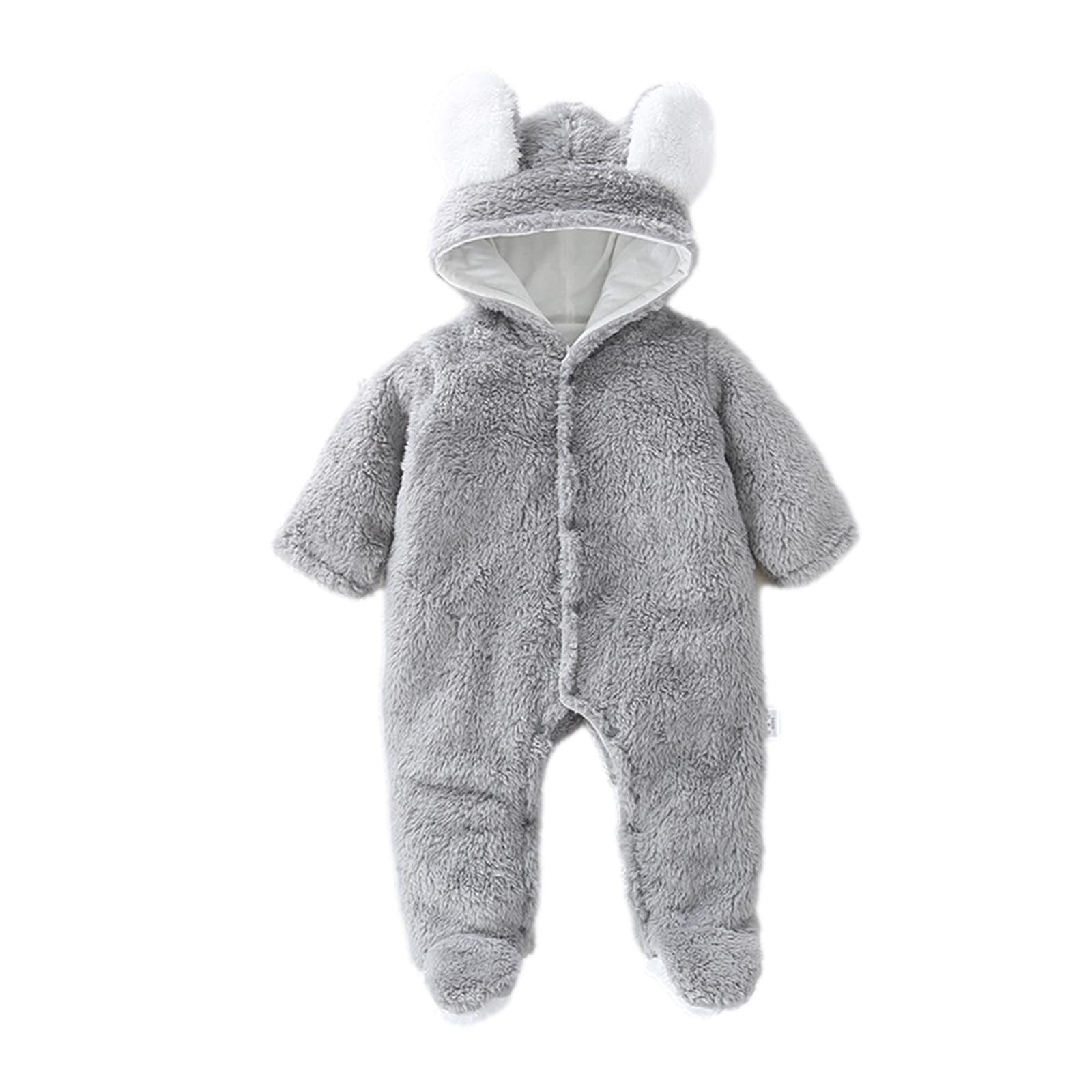 WICVIK Newborn Baby Boy Girl Winter Warm Fleece Rompers, Unisex Infant ...