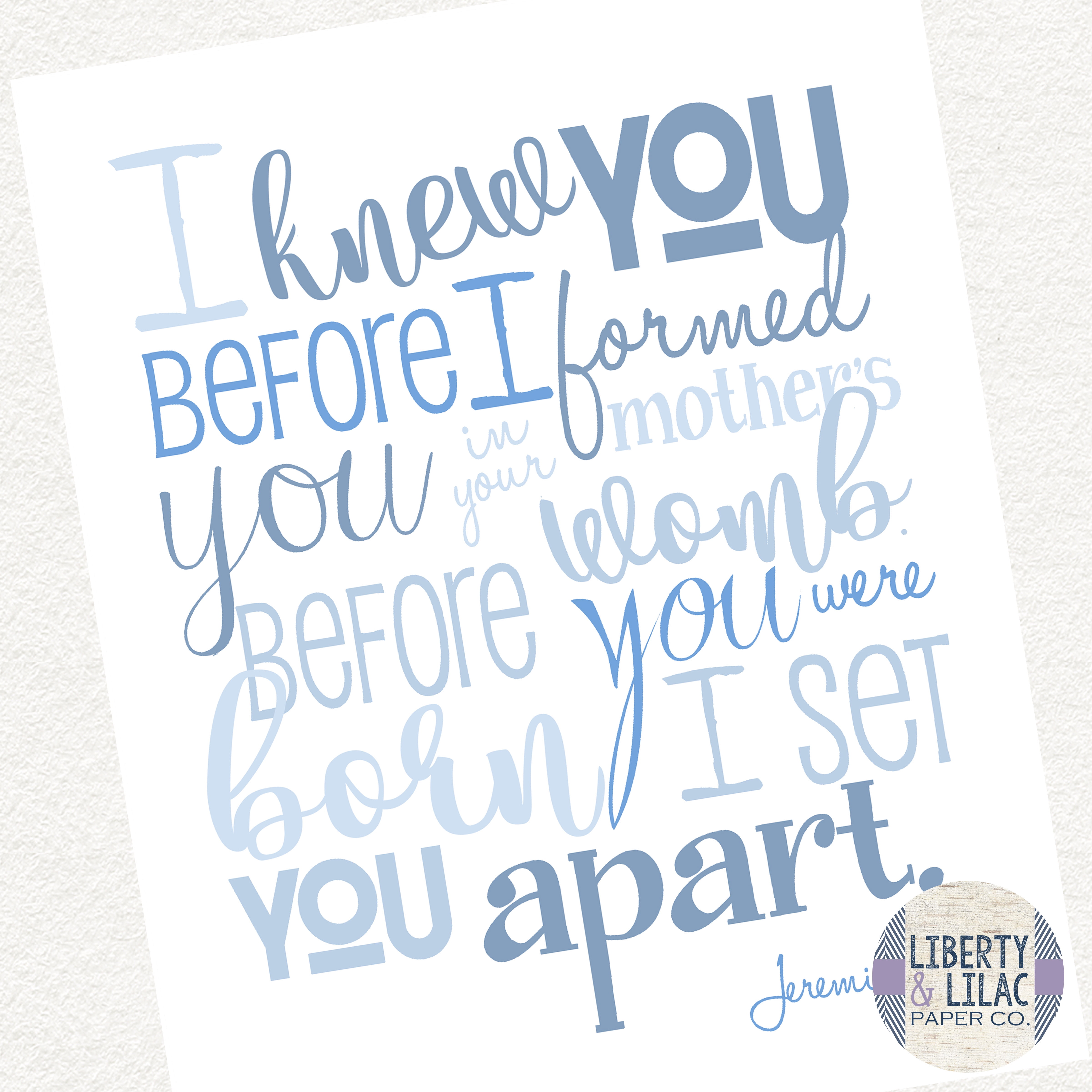 Baby Boy Nursery Art I Knew You Before I Formed You in Your Mother's ...