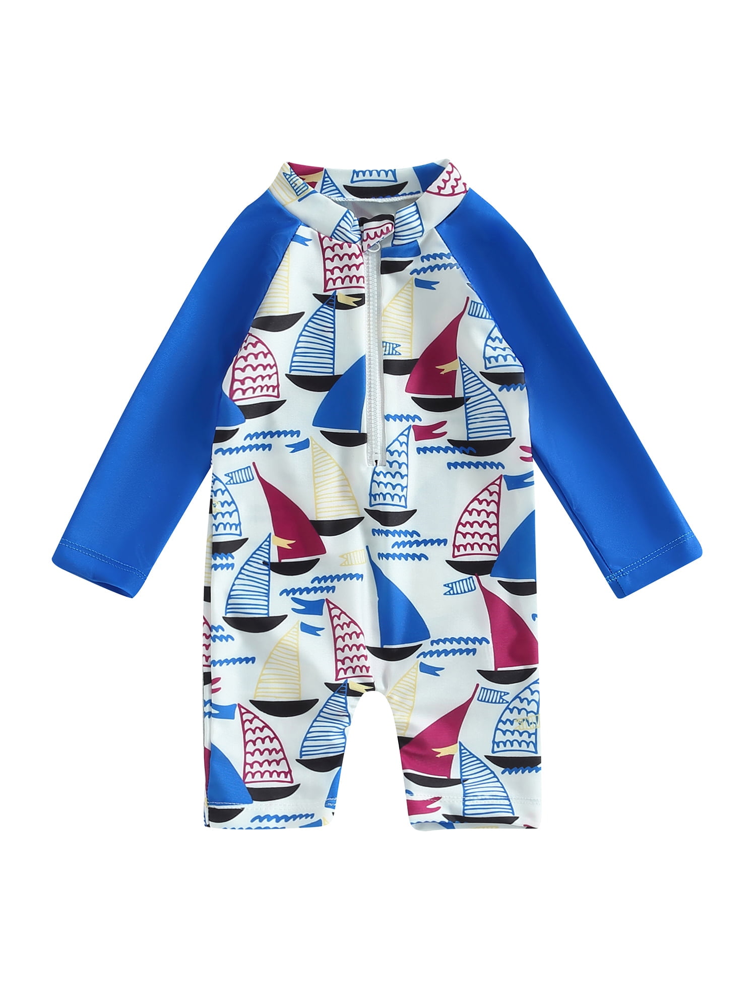 Baby Boy One Piece Swimsuit Infant Rash Guard Cute Print Long Sleeve ...