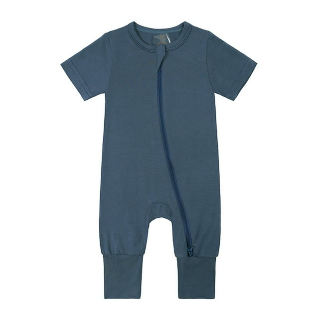 Baby Boy Onesies Baby Rompers Footless Pajamas Zipper Fiber Short Sleeve Sleeper Jumpsuit ...