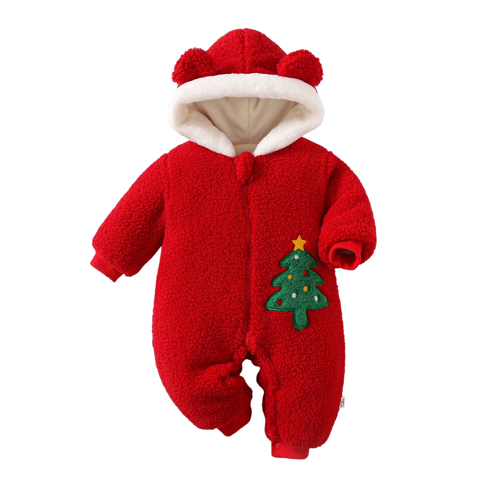 Baby Boy Onesies Romper Christmas Girl Thick Fleece Snowsuit Warm Coats Hooded Newborn Outfit ...