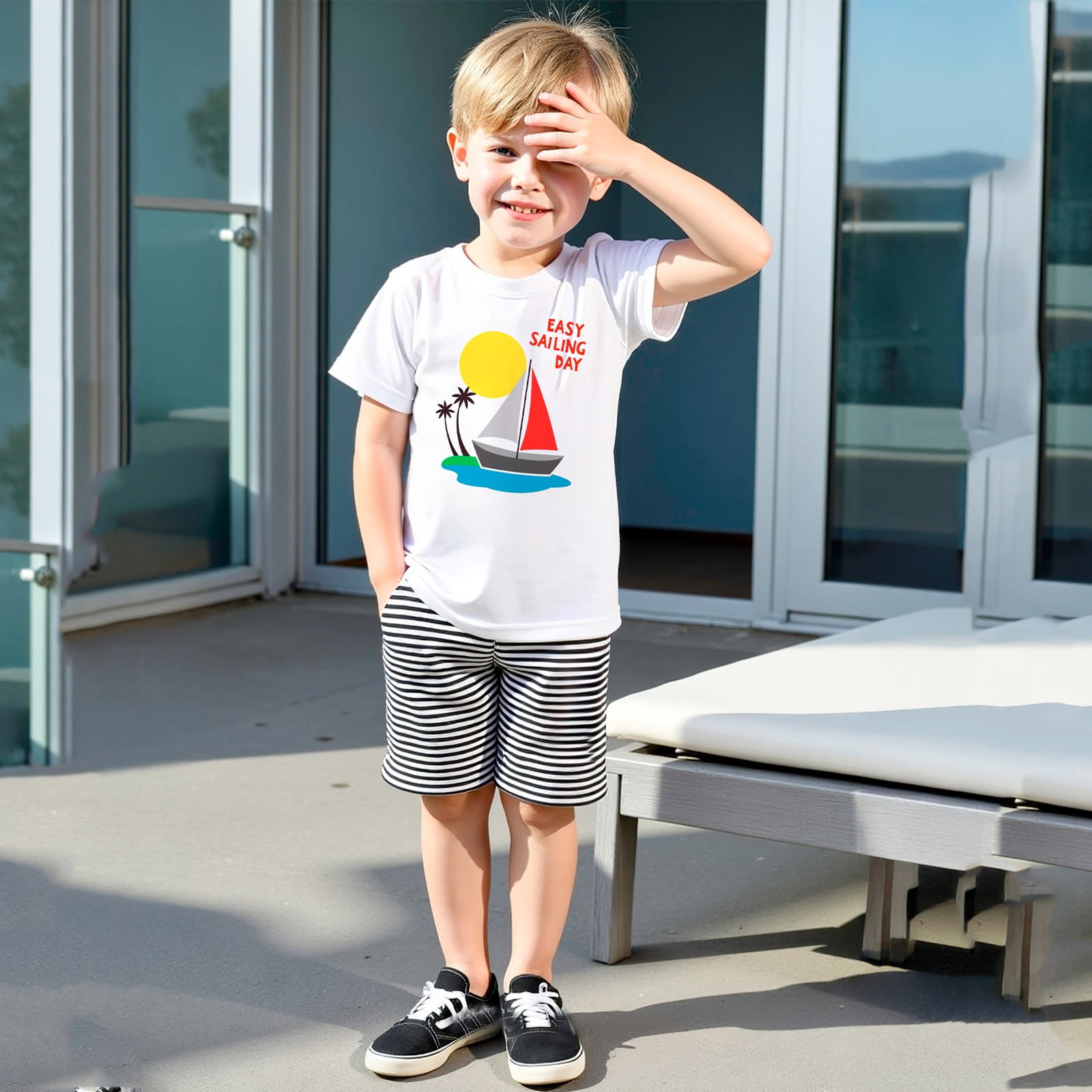 Baby Boy Outfit Boys Fashion Print Short Sleeve and Shorts Loose Casual ...