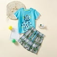 Baby Boy Outfit Boys Short Sleeve Cartoon Tee and Plaid Shorts Casual ...