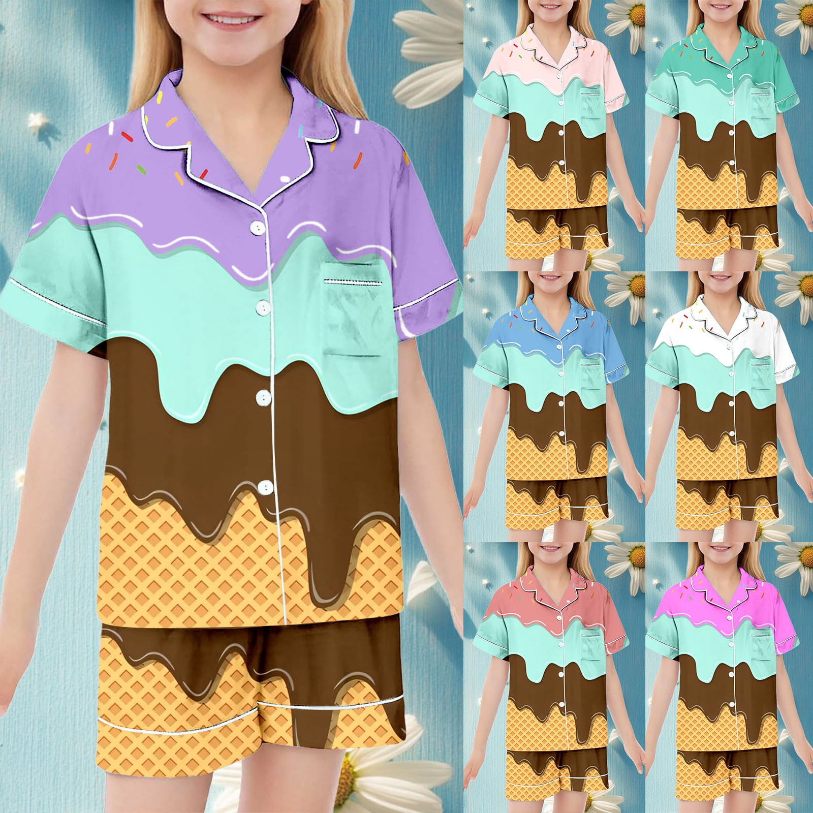 Baby Boy Outfit Kids Ice Cream Print Short Sleeve Top and Shorts Soft ...
