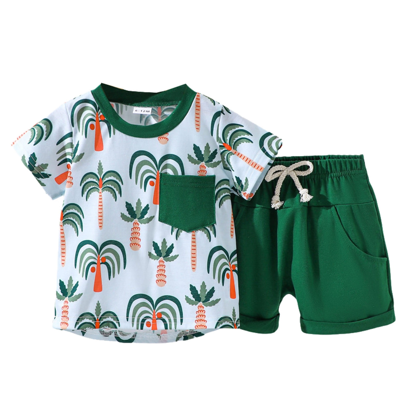 Baby Boy Outfit Set Short Sleeve Cartoon Prints T Shirt Pullover Tops ...