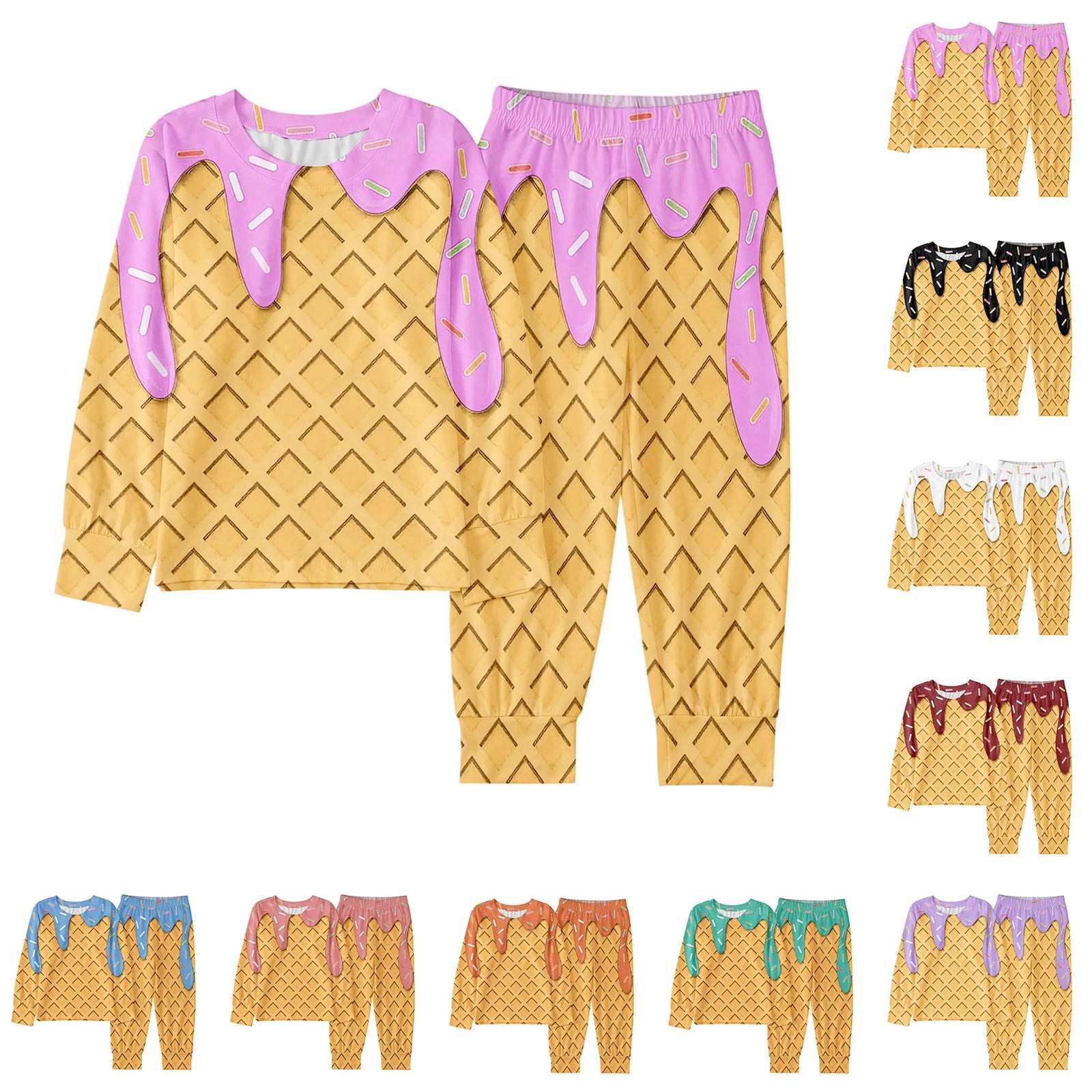 Baby Boy Outfits 2 Piece Long Sleeve Ice Cream Print Crew Neck Tops And ...