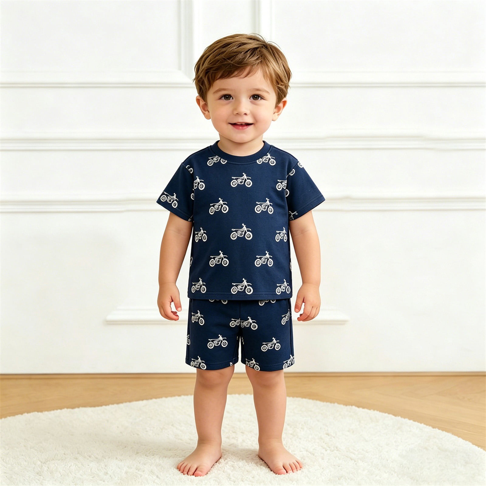 Baby Boy Outfits 2 Piece Motorbike Print Short Sleeve Crew Neck T Shirt ...