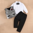 Baby Boy Outfits 3 Piece Lapel Solid Print Long Sleeve Button Down ...