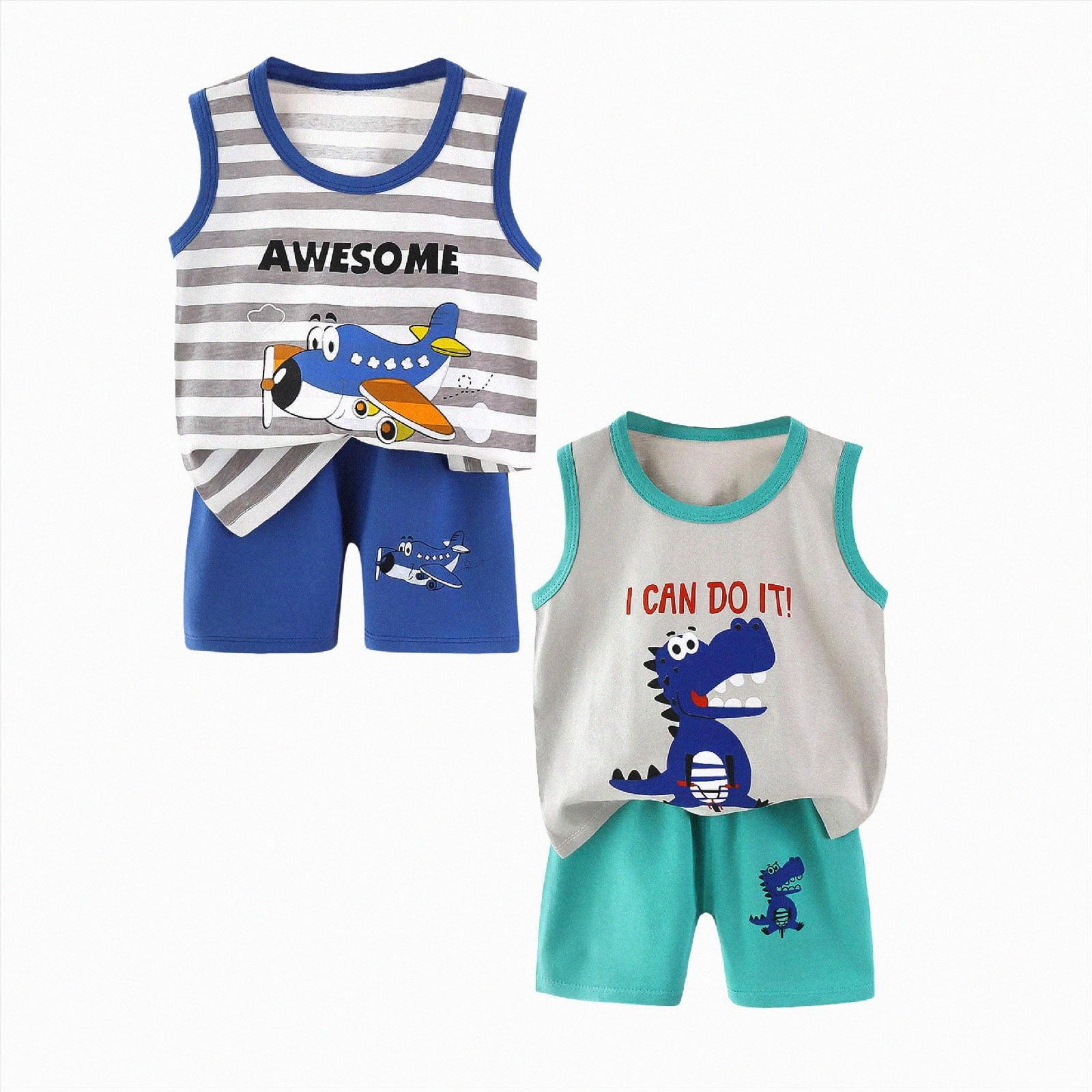 Baby Boy Outfits Boys' Athletic 4-Piece Tank Top and Shorts Set Toddler ...