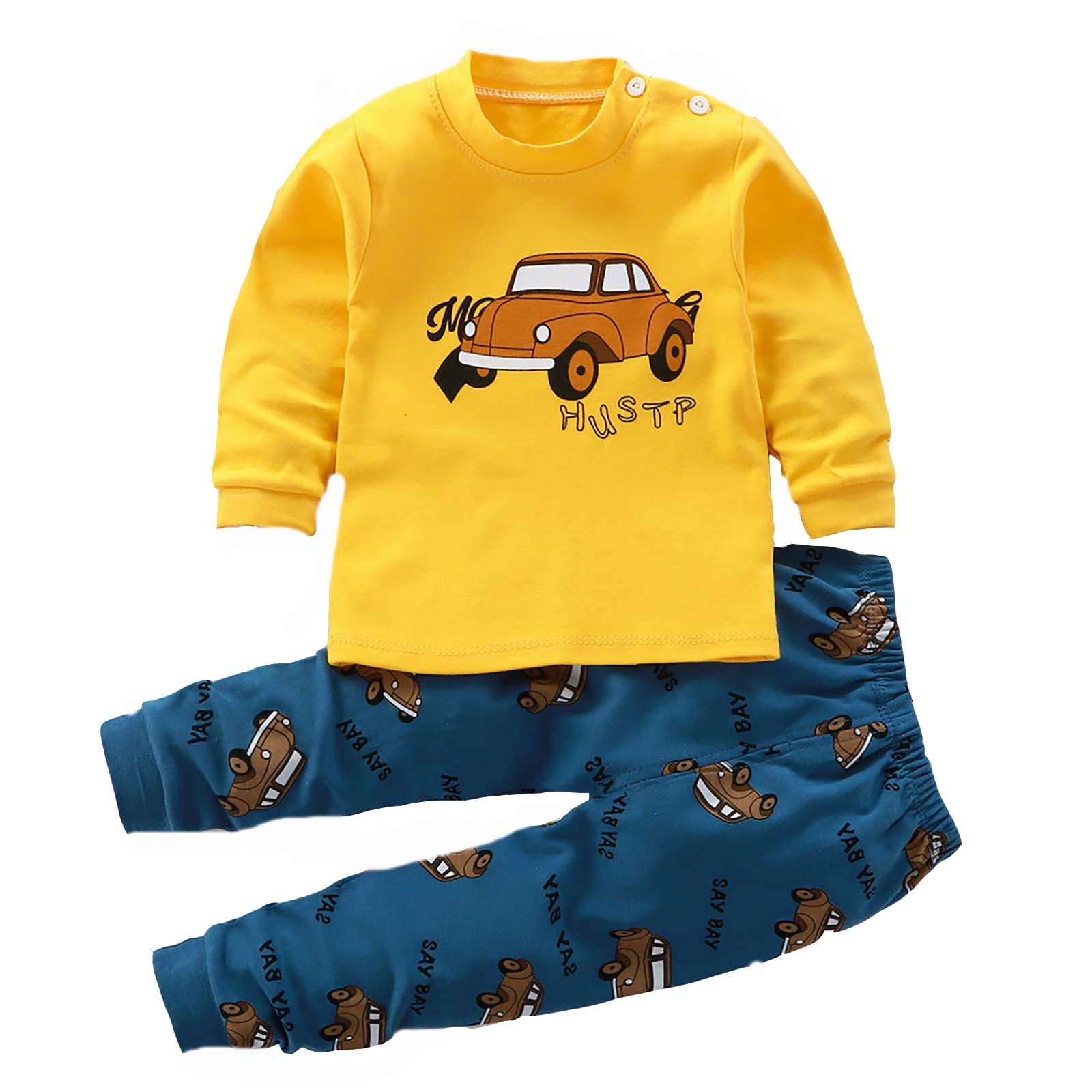 Baby Boy Outfits Cute Animals Trains Cartoon Print Long Sleeve Tops ...