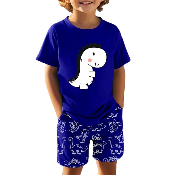 Baby Boy Outfits Dinosaur Print Crew Neck Short Sleeve T Shirt And ...