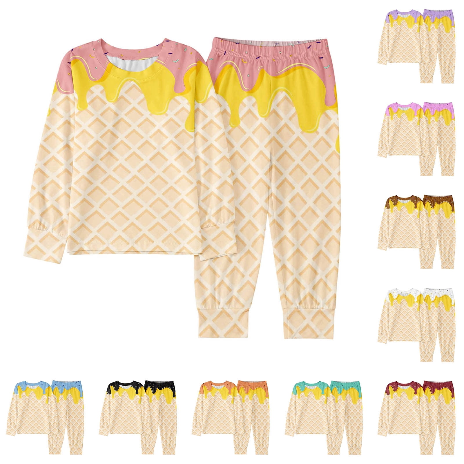 Baby Boy Outfits Ice Cream Print Crew Neck Long Sleeve Tops And Jogger ...