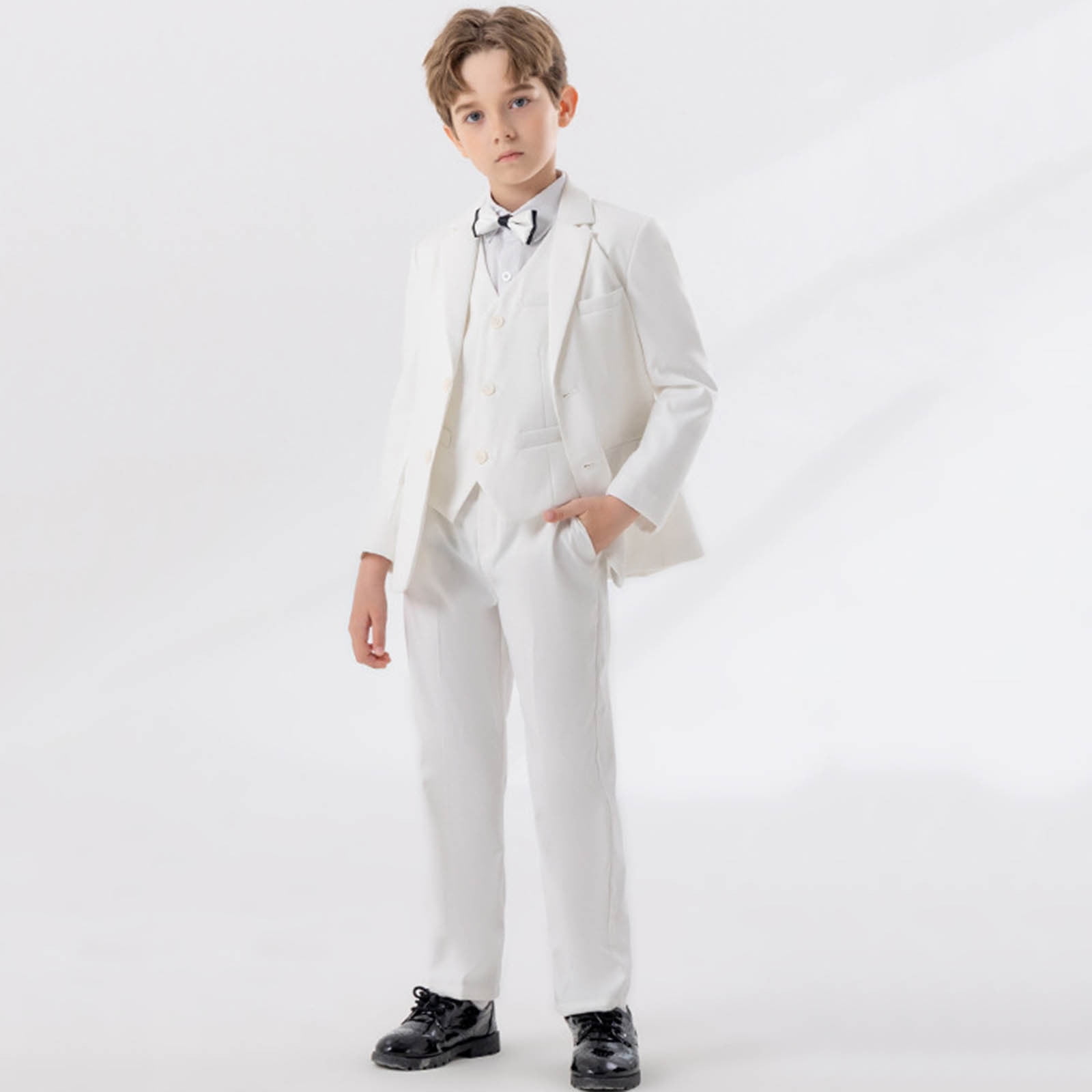 Baby Boy Outfits Kids Boys Business Suits Coat Vest Pants Bowtie 4 ...
