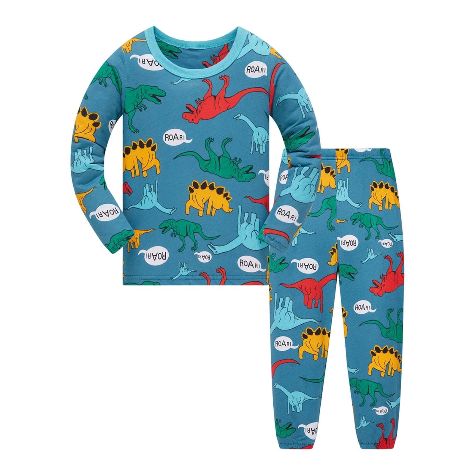 Baby Boy Outfits Kids Dinosaur Print Long Sleeve and Pants Casual Home ...