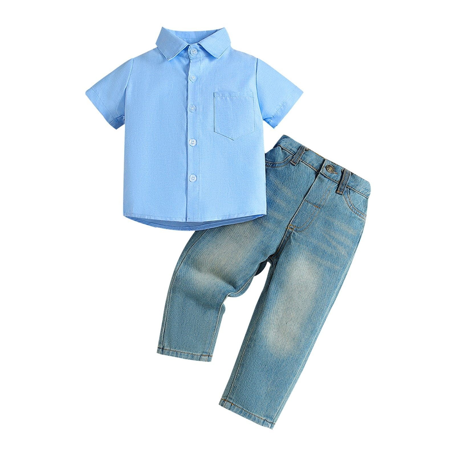 Baby Boy Outfits Little Child Baby Suits Summer Blue Short Sleeved ...