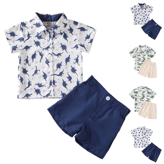 Baby Boy Outfits Summer Tropical Leaf Print Short Sleeve Shirt and ...