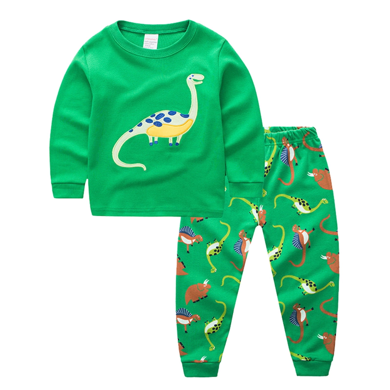 Baby Boy Pajamas Animals Cotton Kids 2 Piece Pj's Long Sleeve Sleepwear Outfits Kids Pjs Green 5 ...