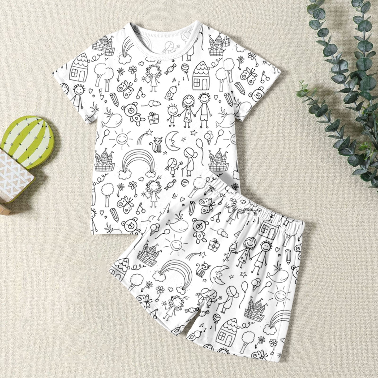 Baby Boy Pajamas Kids Boys and Girls Summer Dinosaur Sketch Print ...