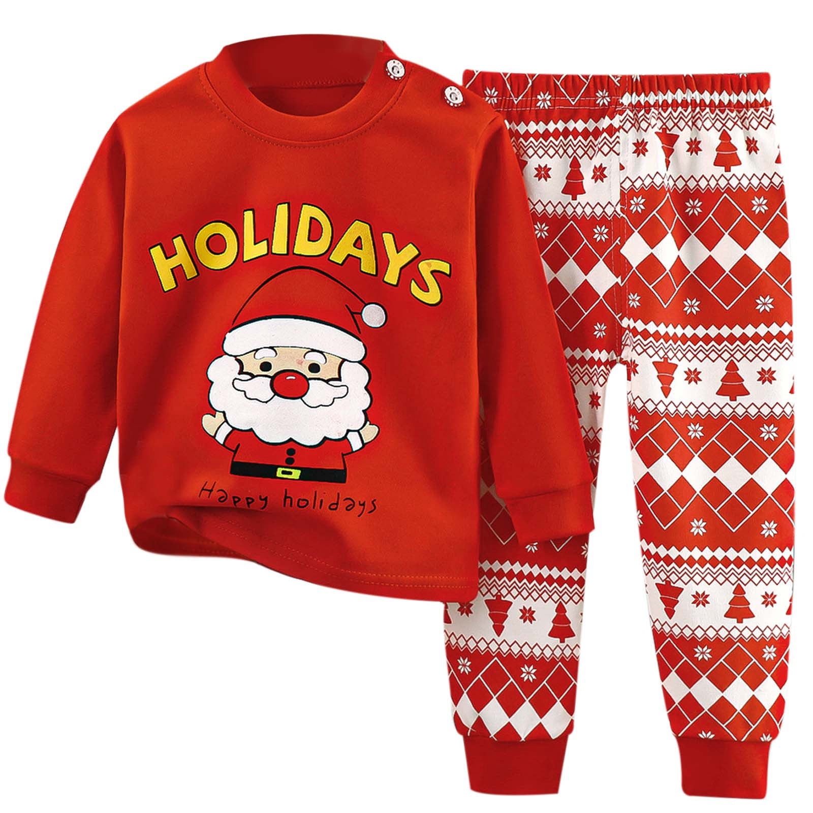 Baby Boy Pajamas Set Cute Cartoon Graphic Sleepwear Long Sleeve Crew ...