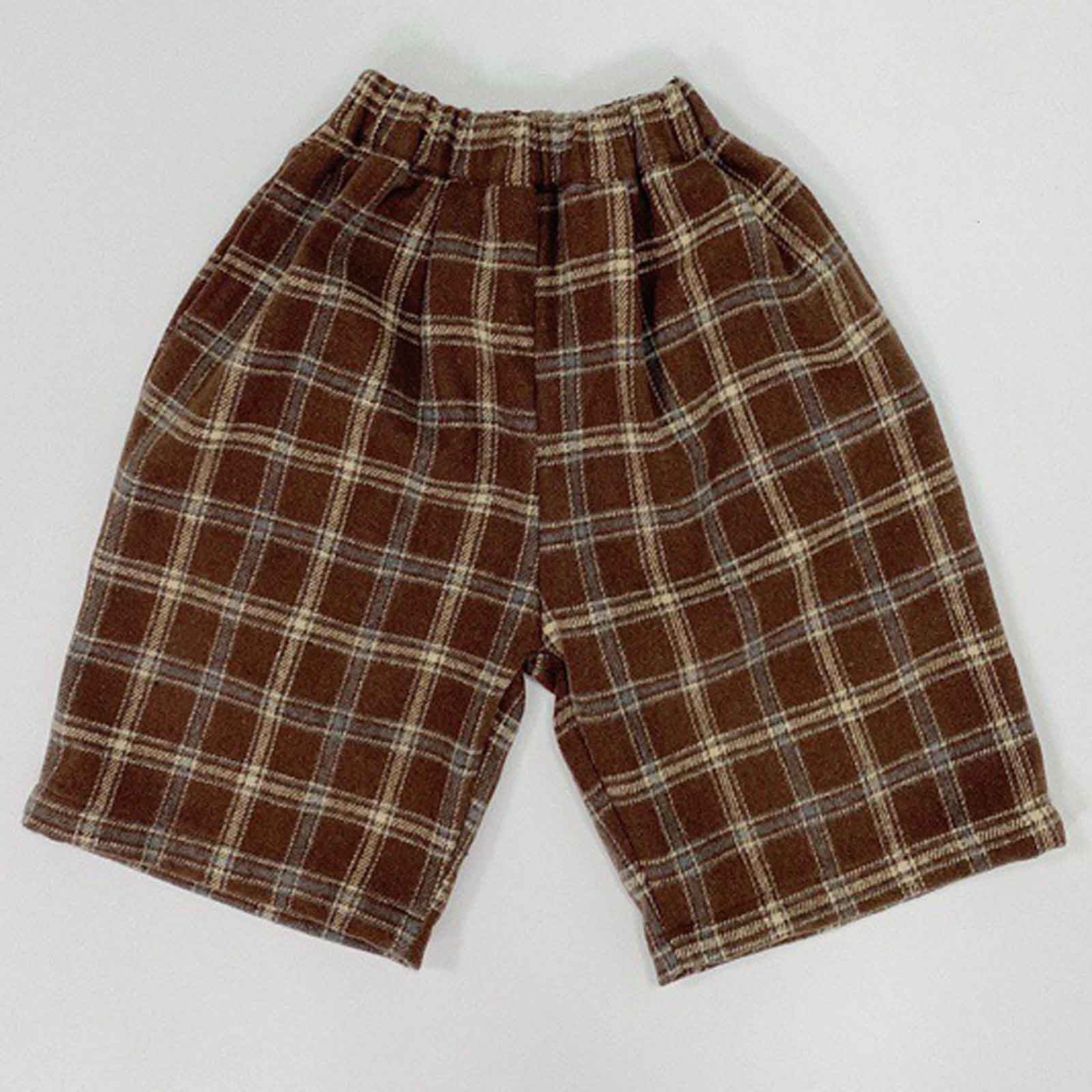 Baby Boy Pants Plaid Print Pocketed Elastic Waist Breathable Straight ...