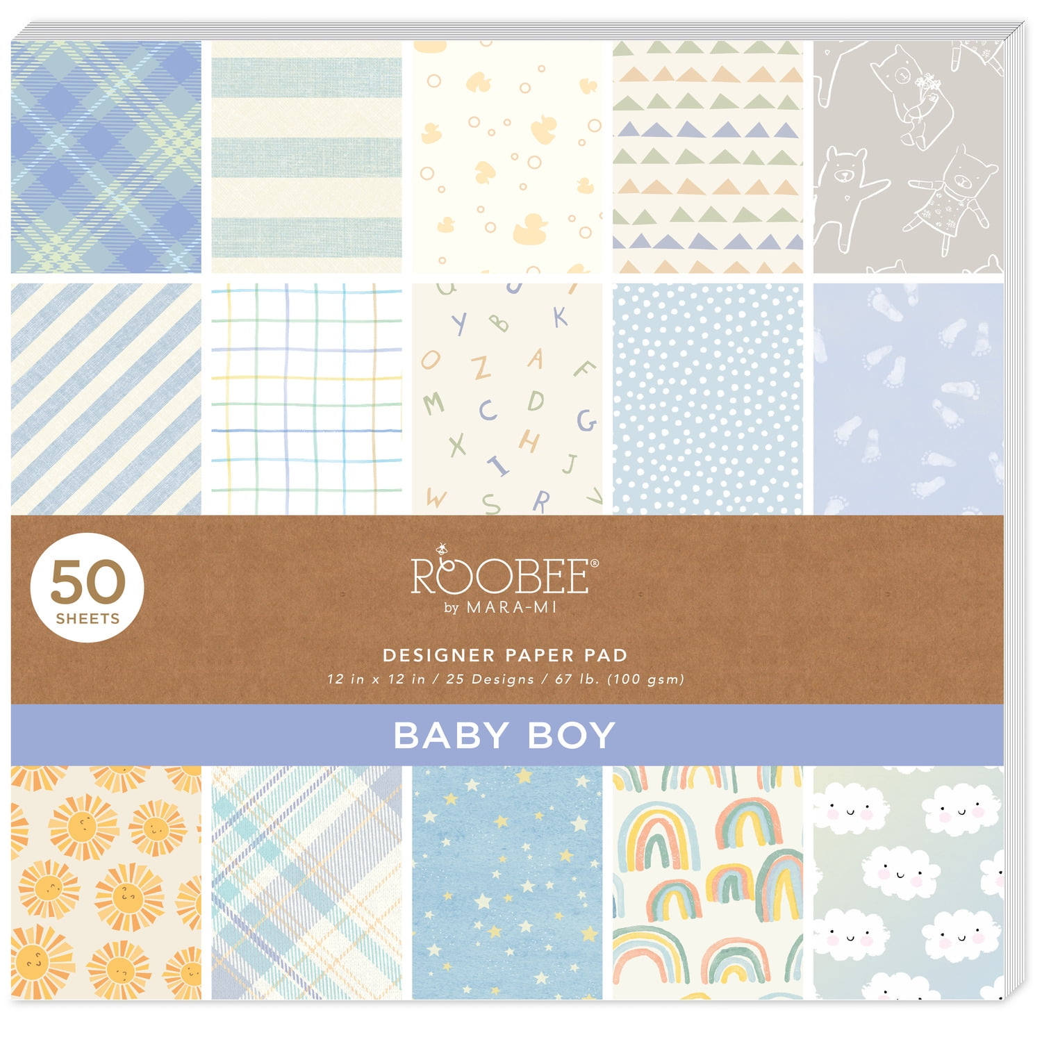 Roobee by Mara Mi Baby Boy Blue Scrapbook Paper Pad, 12"x12" 50 Sheets ...