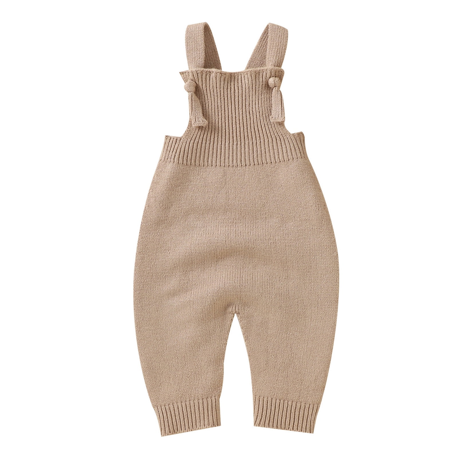 Baby Boy Romper Knit Romper Cotton Sleeveless Strap Boy Girl Solid ...