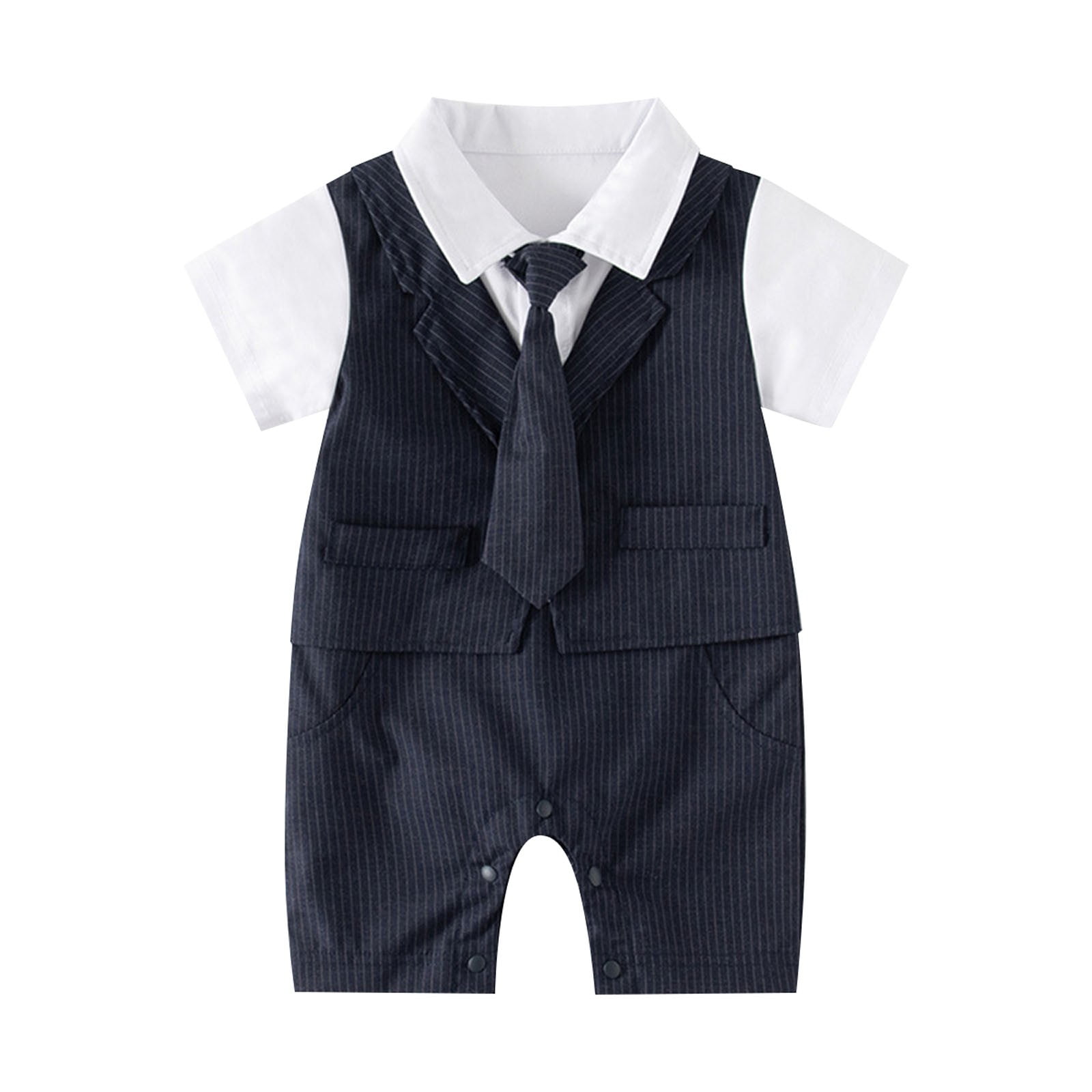 Baby Boy Romper Summer Gentleman White Shirt Vest Bowtie Tuxedo Rompers ...