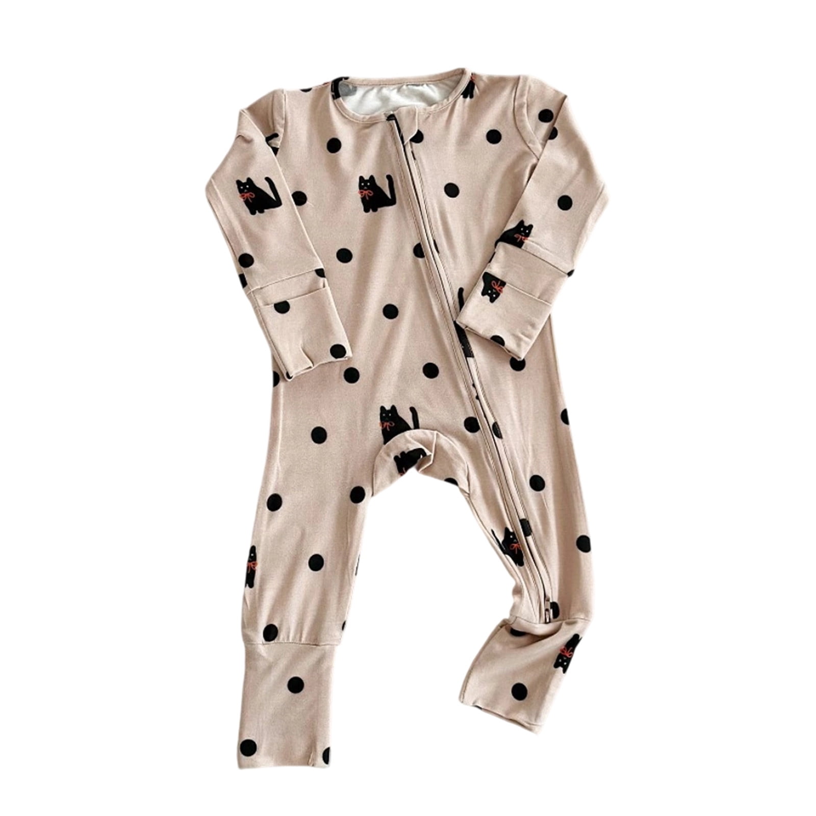 Baby Boy Rompers Baby Fall Winter Full Zip Footless Pajamas Cartoon Cat ...