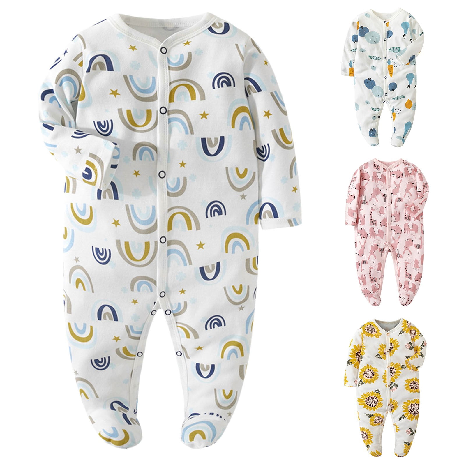 Baby Boy Rompers Boys Long Sleeve Footed Cartoon Romper Jumpsuit ...