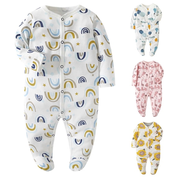 Baby Boy Rompers Boys Long Sleeve Footed Cartoon Romper Jumpsuit ...
