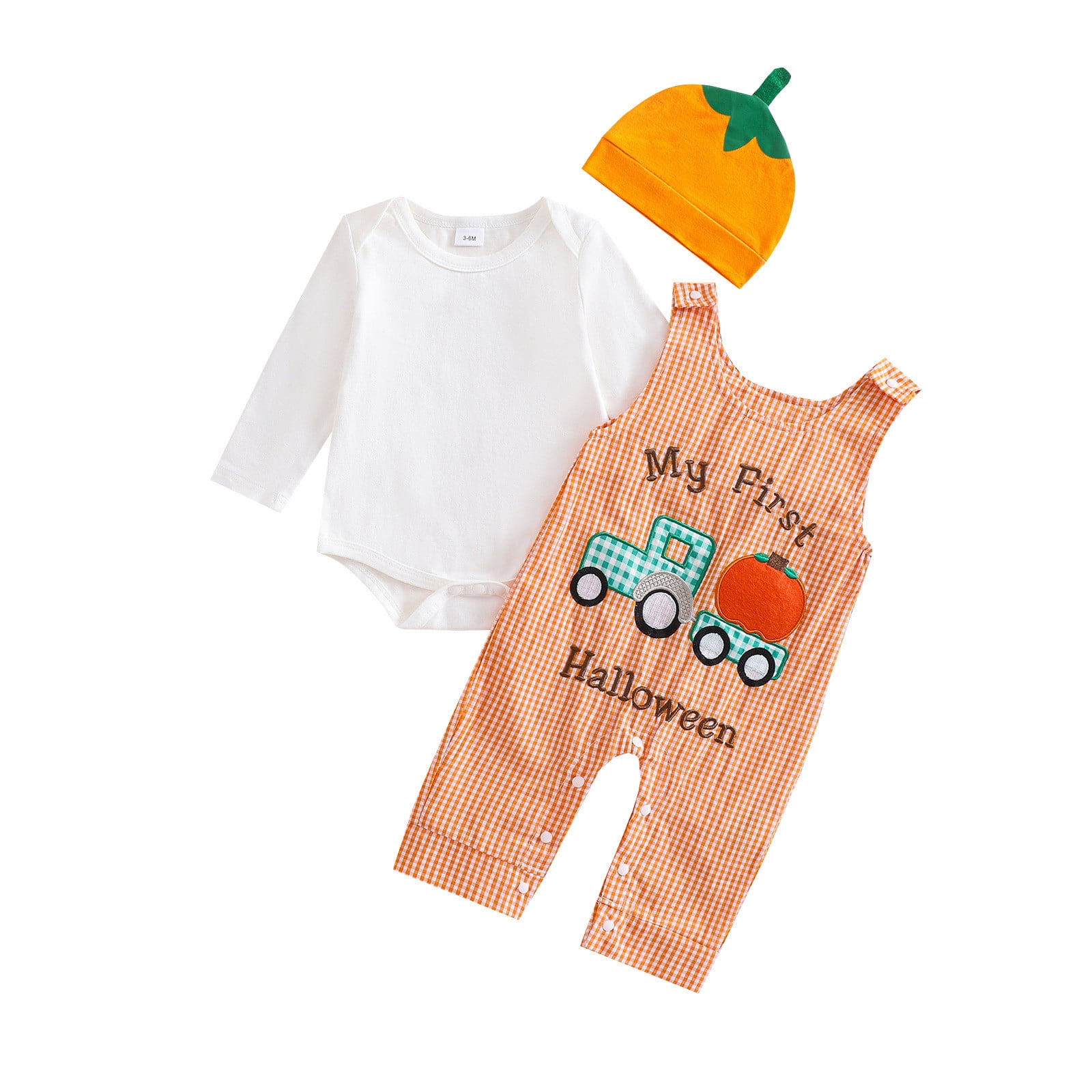 Baby Boy Rompers My First Halloween Outfit Toddler Baby Pumpkin Embroidered Overalls Jumpsuit ...