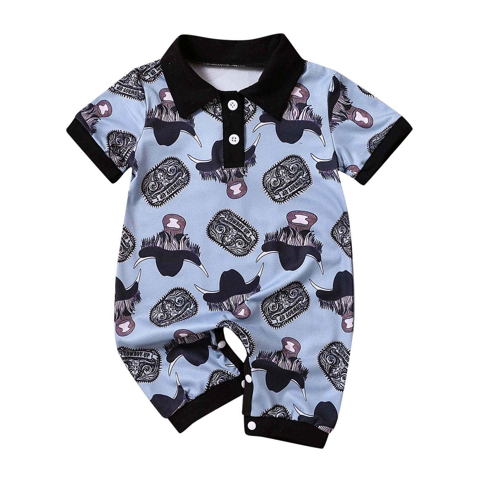 Baby Boy Rompers Boys Girls Short Sleeve Cartoon Cow Prints Pullover Romper Breathable Onesies ...