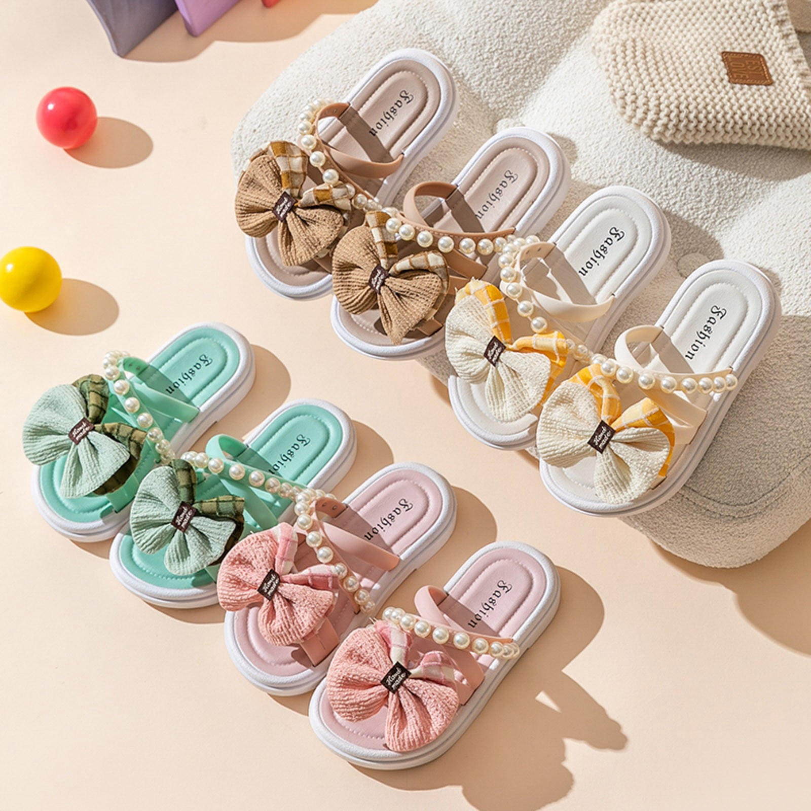 Baby Boy Sandals Soft Sole Fashion Flower Pearl Beach Slide Slippers ...