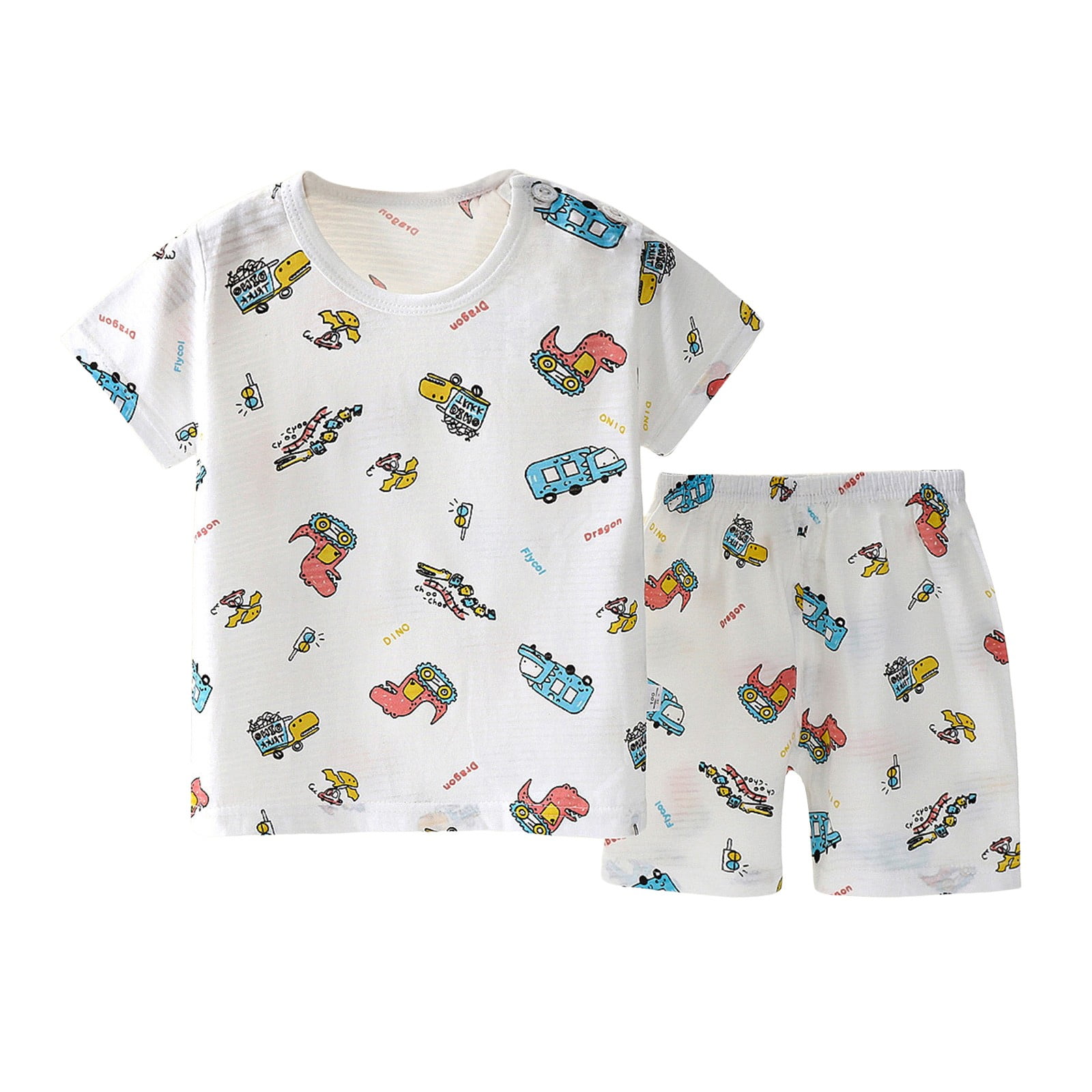 Baby Boy Summer 2 Piece Sets Girls Short Sleeve Kids Cartoon Prints ...