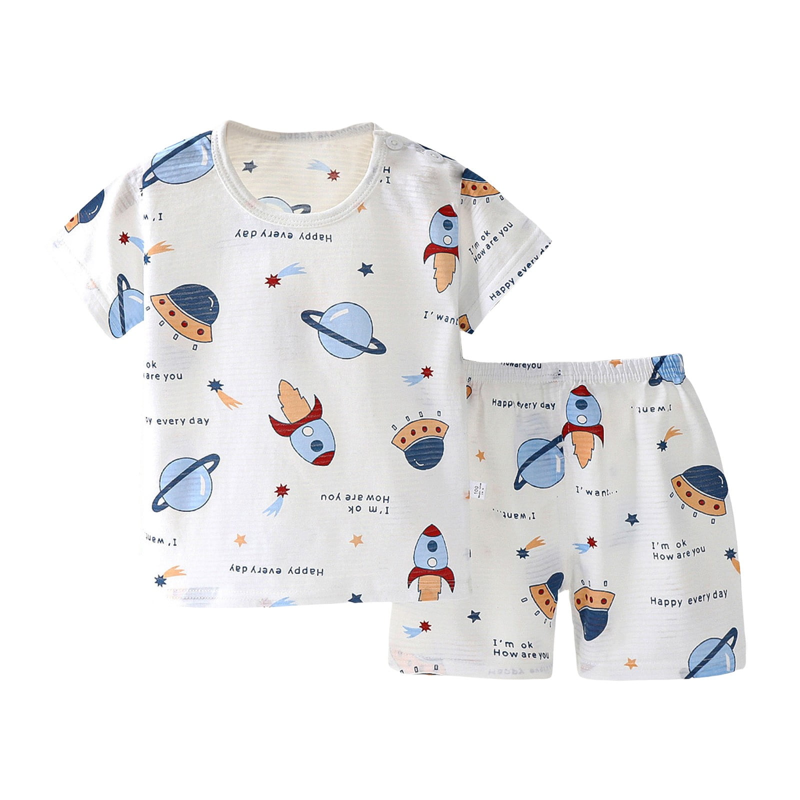 Baby Boy Summer 2 Piece Sets Girls Short Sleeve Kids Cartoon Prints ...