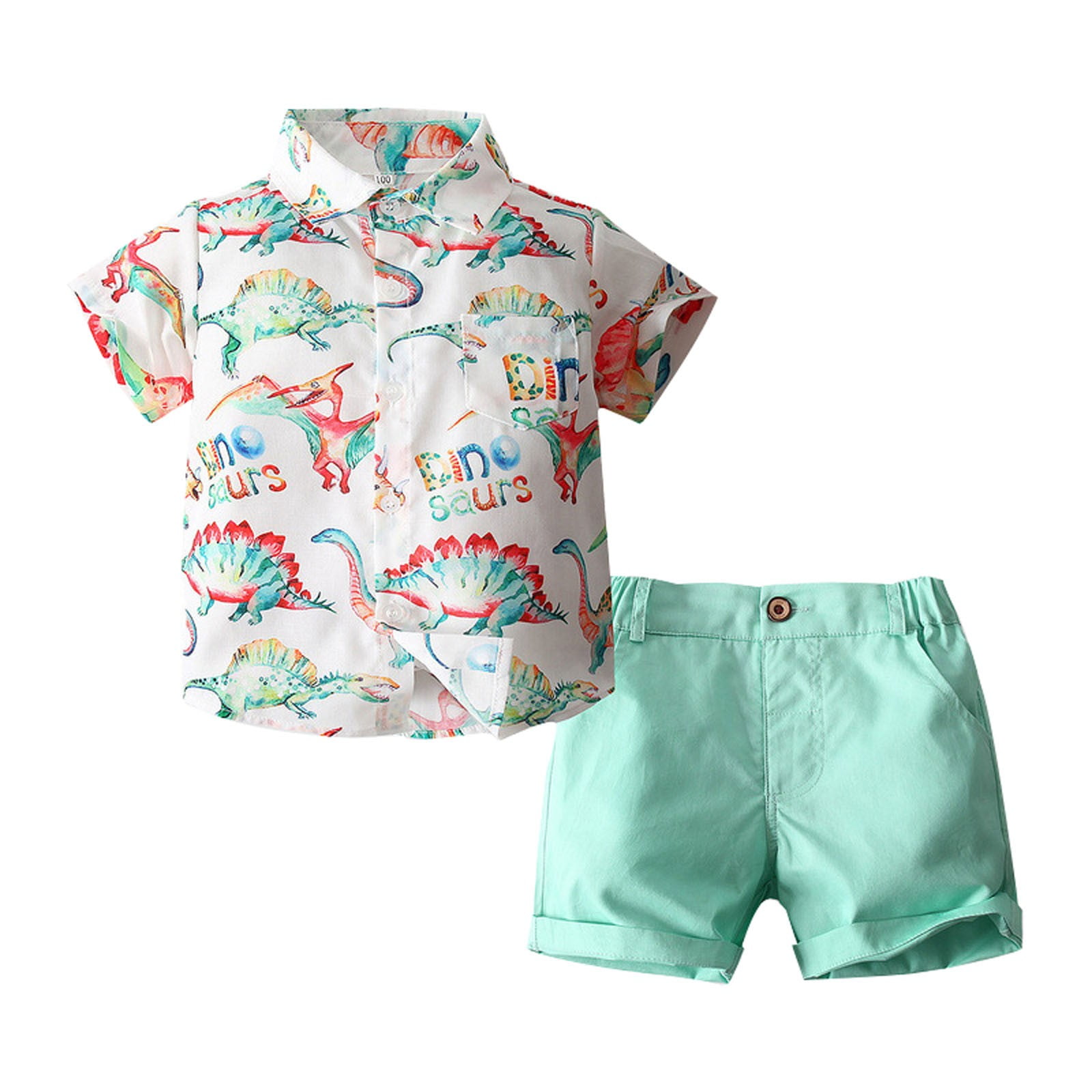 Baby Boy Summer Clothes Casual Outfit Sets 2 Pieces Colorful Dinosaur ...