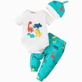 Baby Boy Summer Clothes Dinosaur Print Short Sleeve Romper and Long ...